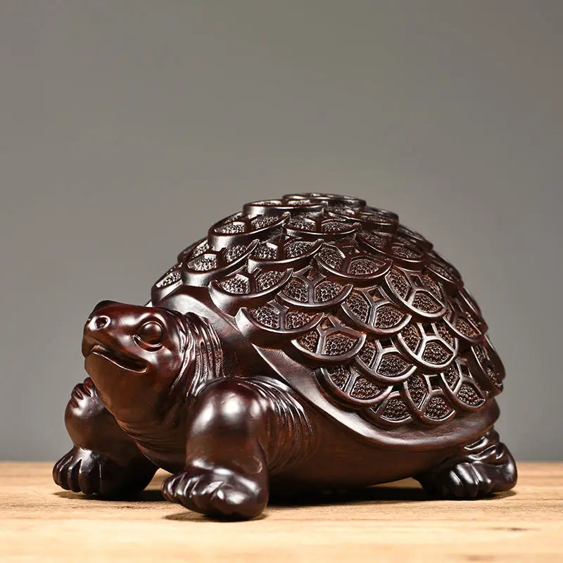 Solid Wood Carved Money Tortoise for Prosperity – HighEmporium.com